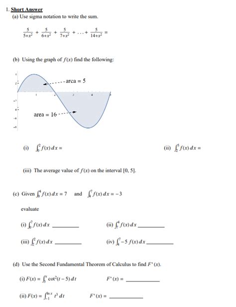 Solved Short Answer A Use Sigma Notation To Write The Chegg Com