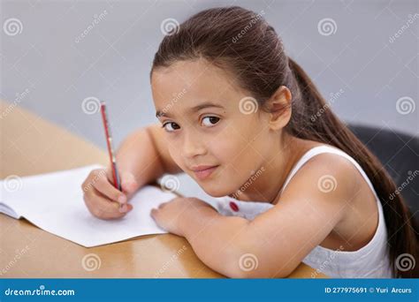 Portrait Kid And Education Of Student Taking Notes In Classroom For Knowledge And Development