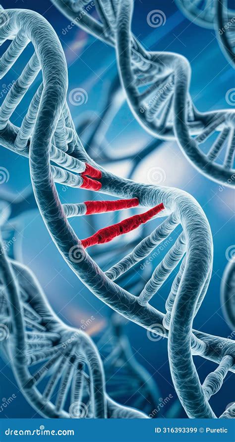 3d Dna Strand With Abnormal Mutations Stock Image 316393399
