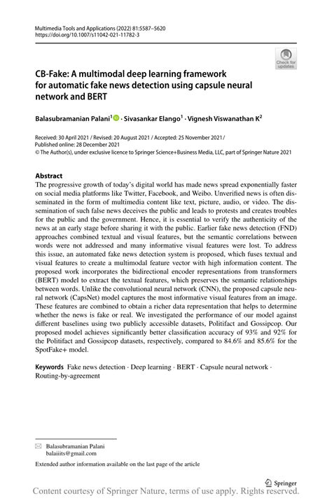 Cb Fake A Multimodal Deep Learning Framework For Automatic Fake News