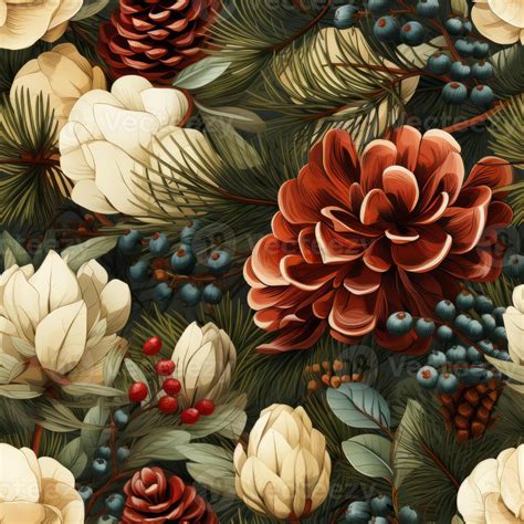 Pinecones Watercolor Style Seamless Pattern Created With Generative Ai