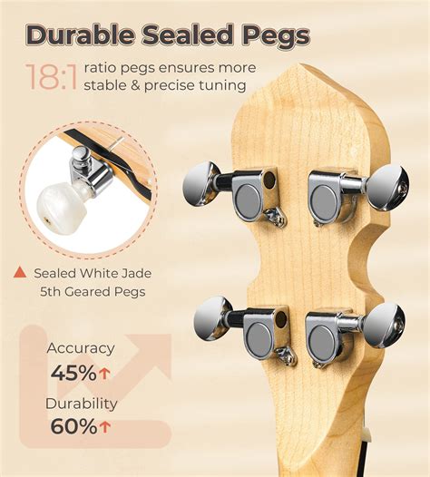 Vangoa Mini 5 String Banjo 28 Inch Travel Maple Small