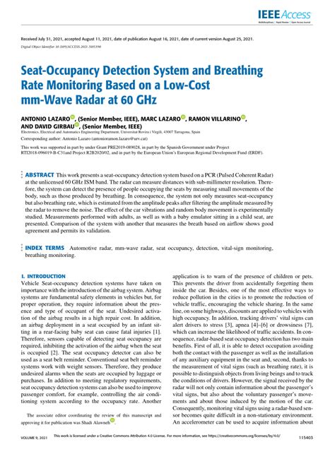 Pdf Seat Occupancy Detection System And Breathing Rate Monitoring Based On A Low Cost Mm Wave