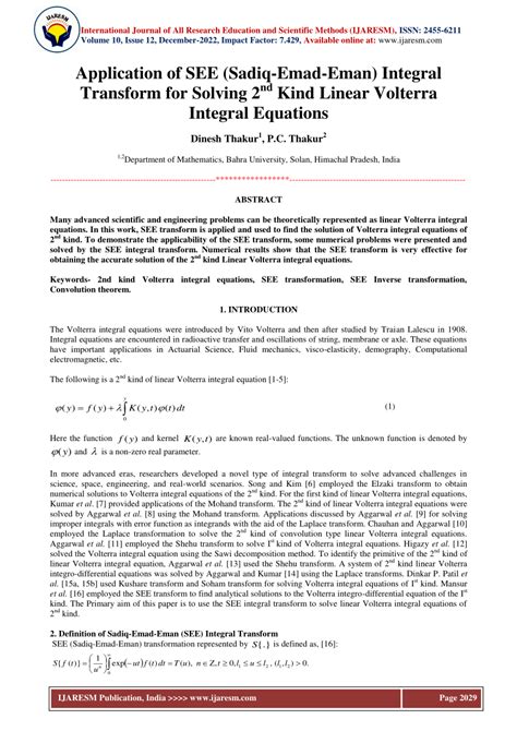 Pdf Application Of See Sadiq Emad Eman Integral Transform For