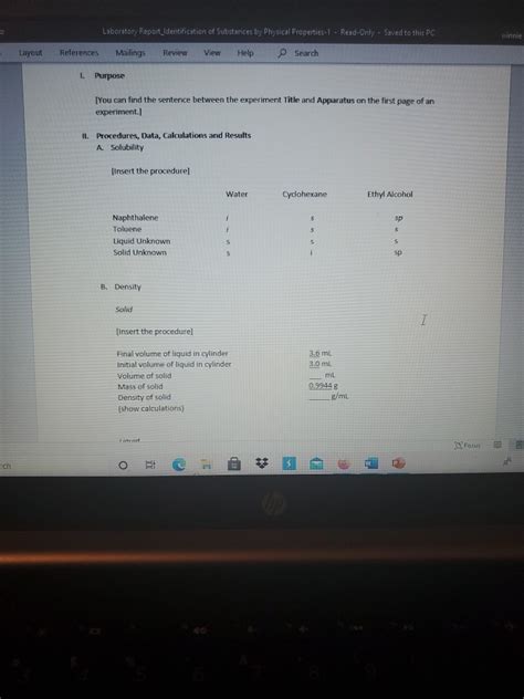Solved Laboratory Report Identification Of Substances By Chegg Com