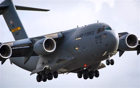 A Us Air Force C 17 Globemaster Iii Aircraft Approaches Leeuwarden Air Base In The Netherlands