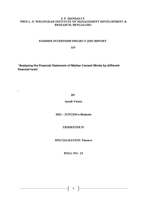 Ayush Verma Sip Report Pdf Taxes Financial Statement Analysis
