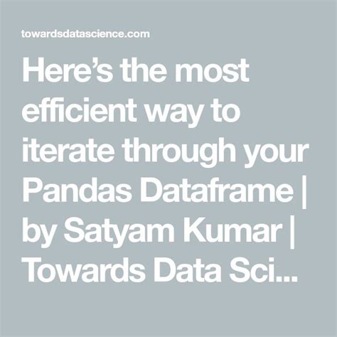 Efficient Iteration In Pandas Dataframe
