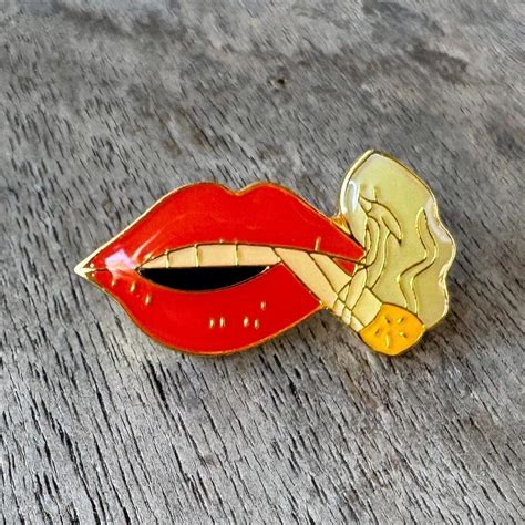 Smoking Lips Enamel Lapel Pin Etsy