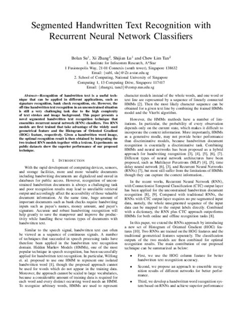 Pdf Segmented Handwritten Text Recognition With Recurrent Neural