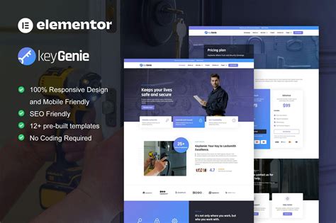 Download Keygenie Locksmith And Key Maker Service Elementor Template Kit