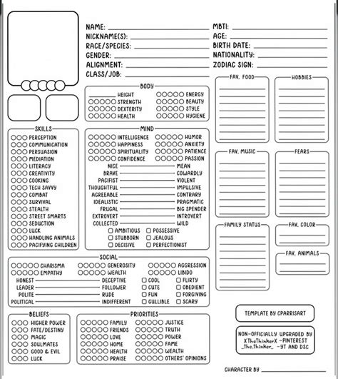 Character Sheet Ficha De Personaje Plantilla Español Consejos Sobre