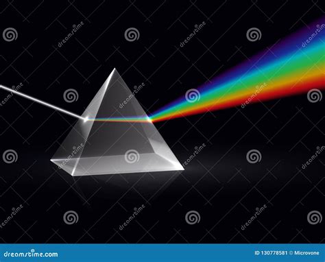 Light Rays In Prism Ray Rainbow Spectrum Dispersion Optical Effect In Glass Prism Stock Vector