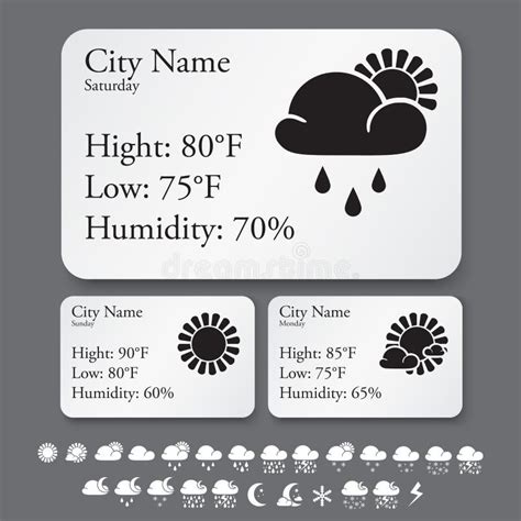 Weather Widget Interface Template Stock Illustration Illustration Of Flat Element 43512813