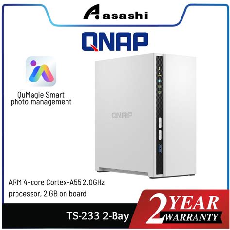 Qnap Ts 233 2 Bay Nas System Arm 4 Core Cortex A55 2 0ghz Processor