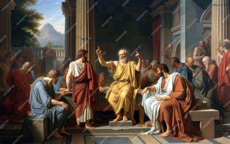 Philosophical Discourse In Ancient Greece Generative Ai Premium Ai Generated Image