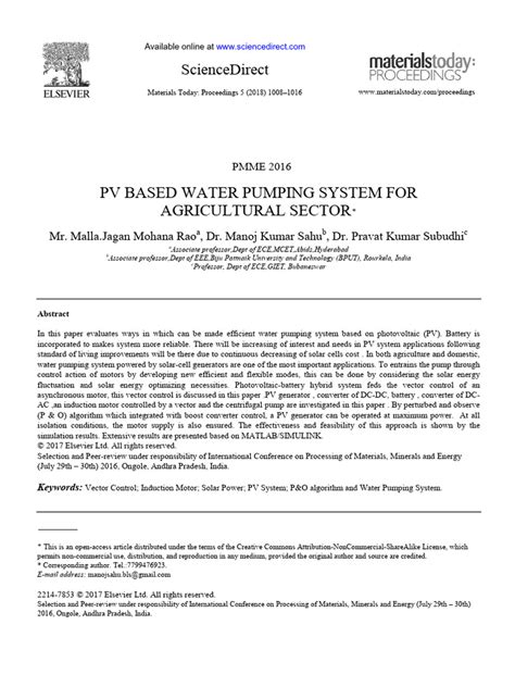Pv Based Water Pumping System For Download Free Pdf Photovoltaics Photovoltaic System