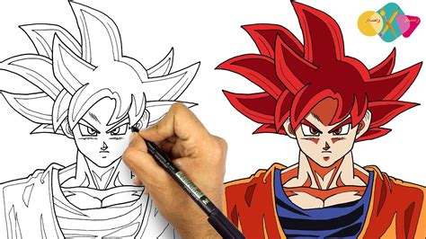 رسم غوكو سوبر سيان جود كيف ترسم انمي دراغون بول جوكو الأحمر Youtube
