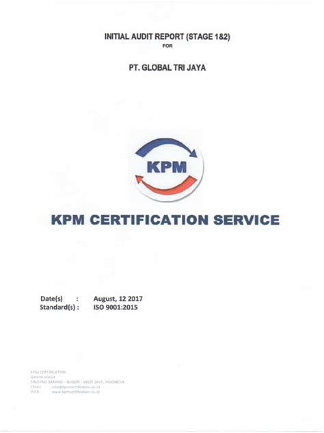 Audit Report Iso 9001 Pdf