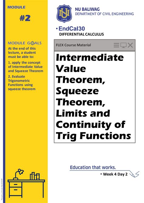 solution module 5 intermediate value theorem squeeze theorem limits and continuity of trig