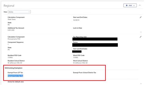 Need Dbi For Values On The Withholding Exemption Section On The Regional Tax Calculation Card