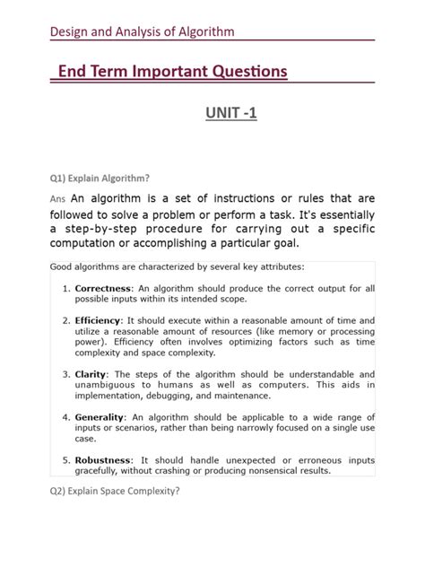 Algorithm Exam Prep Questions Pdf Computational Complexity Theory