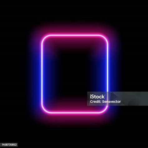 복사 공간을 위한 네온 프레임 사각형 모양의 테두리 강조 표시를 위한 배너 그림에 반짝이는 선이 있는 빈티지 또는 복고풍 빛나는 기호 현실적인 스타일의 벡터 국경에 대한