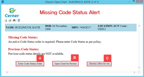Missing Code Status Alert Overview Providers