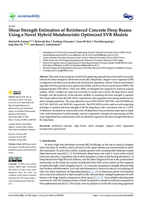 Pdf Shear Strength Estimation Of Reinforced Concrete Deep Beams Using A Novel Hybrid