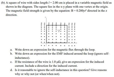 Solved B A Square Of Wire With Sides Length L200 Cm Is