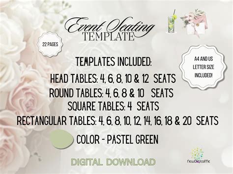 Printable Event Seating Chart Template Wedding Table Seating Assignment Round Seating Chart
