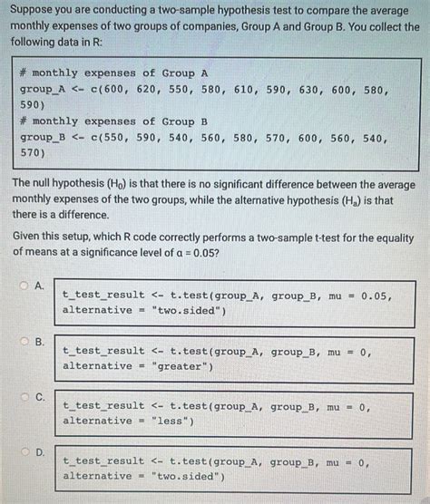 solved suppose you are conducting a two sample hypothesis test to