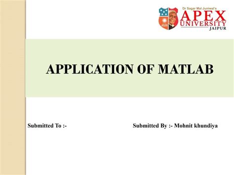 Applicationo Of Matlab Pptpptx