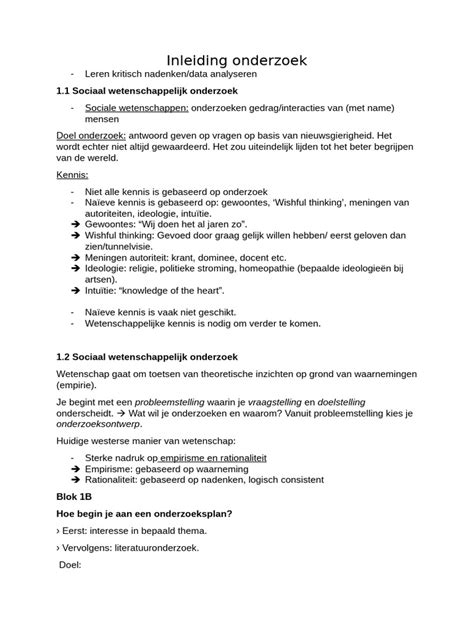Aantekeningen Inleiding Onderzoek Pdf