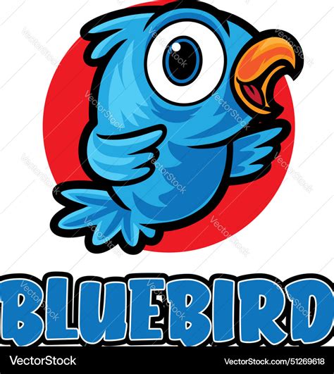 Blue Bird Cartoon Logo Royalty Free Vector Image