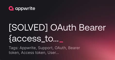 [solved] oauth bearer {access token} threads appwrite