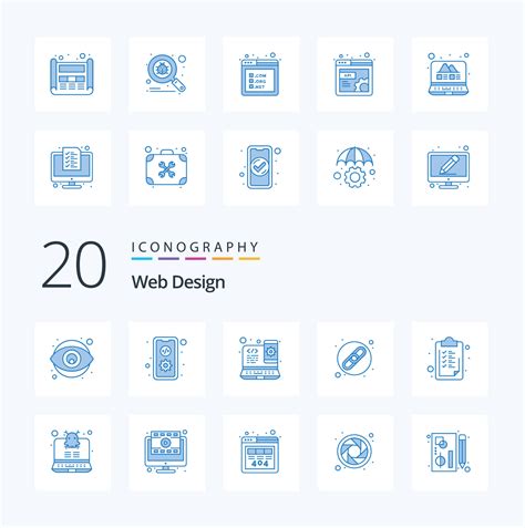 20 Web Design Blue Color Icon Pack Like List Url Web Link Web Design 19701734 Vector Art At Vecteezy