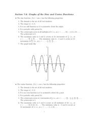 Study Guide On Graphs Of The Sine And Cosine Functions Section 7 6 Graphs Of The Sine And