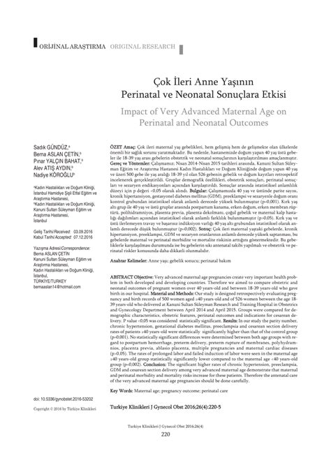 Pdf Effect Of Parity On Obstetric Outcomes In Advanced Maternal Age