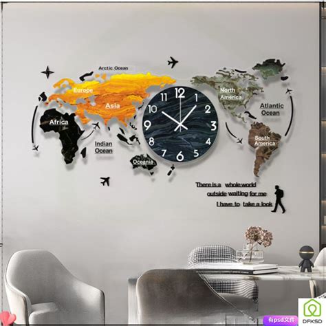 DFKSD Часы настенные, "Карта мира"бесшумные, настенные украшения, 74 см ...