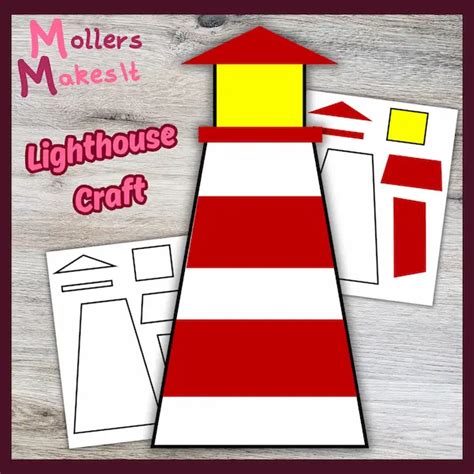 Lighthouse Craft Template Cut And Glue Mollers Makes It