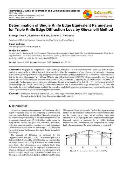 Pdf Determination Of Single Knife Edge Equivalent Parameters For Triple Knife Edge Diffraction