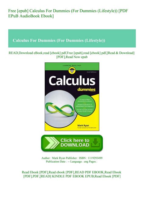 free [epub] calculus for dummies for dummies lifestyle [pdf epub audiobook ebook] by 56mera