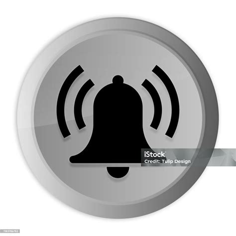 알람 울리는 벨 아이콘 금속 실버 둥근 버튼 금속 디자인 원 흰색 배경 흑백 개념 그림에 격리 개념에 대한 스톡 벡터 아트 및 기타 이미지 Istock