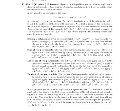 Problem Points Polynomial Objects In This Chegg Com