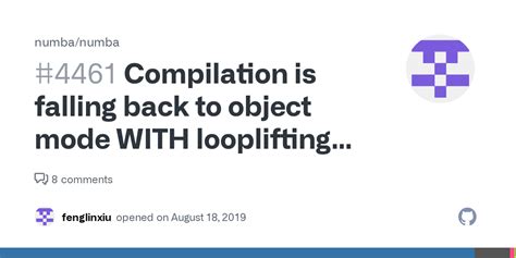 Compilation Is Falling Back To Object Mode With Looplifting Enabled