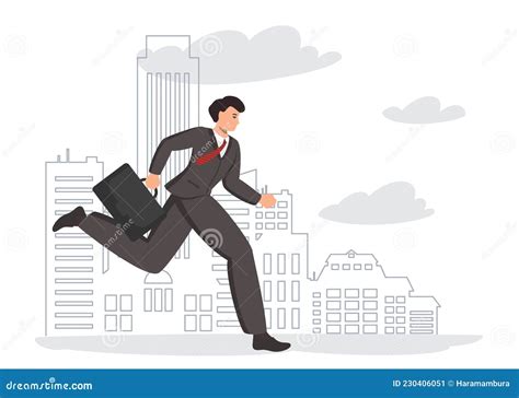 A Man A Businessman In A Business Suit With A Briefcase Runs Quickly