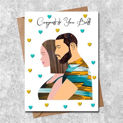 Interracial Couple Anniversary Card Made With African Fabric Black