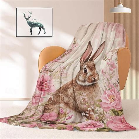 Easter Day Bunny Rabbit Pattern Throws Blanket Flannel Throw Blankets