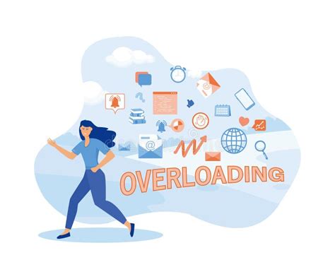 Information Overload Concept Young Woman Running Away From Information
